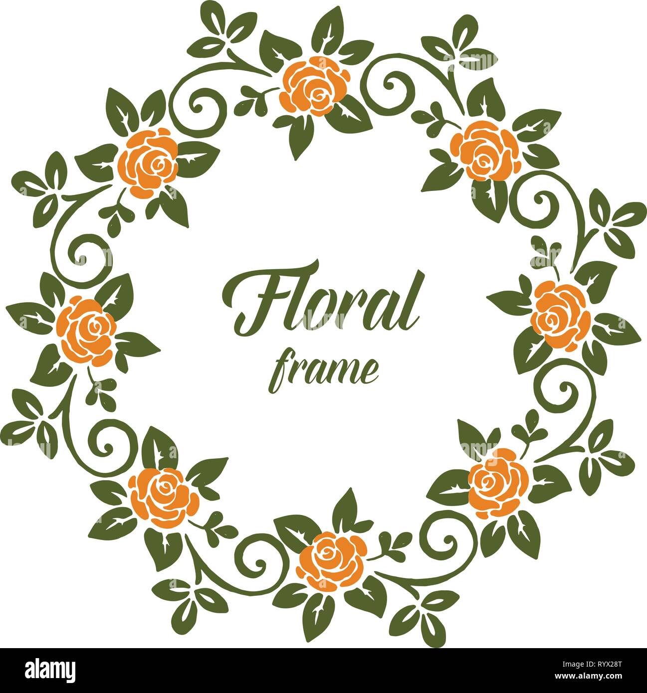 Vector illustration decor abstract orange floral frames Stock Vector ...