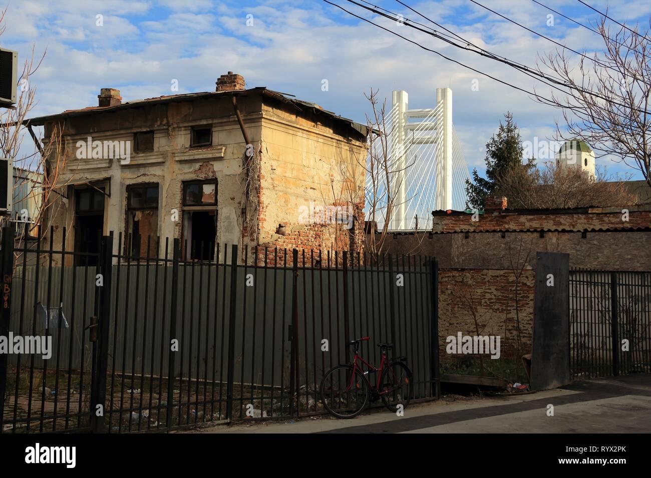 Bucharest, Romania - December 11, 2016: An abandoned house is seen in ...