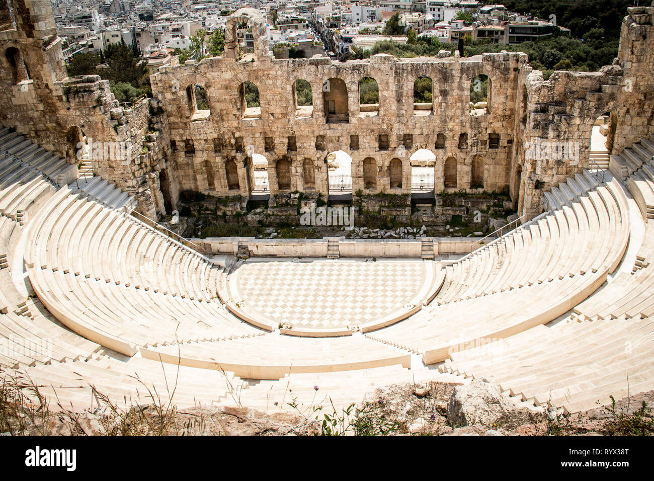 Greece, Athens: Odeon of Herodes Atticus, stone theatre structure Stock ...