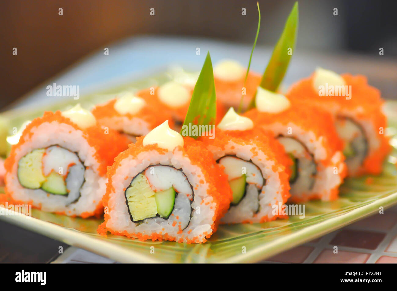 Japanese roll or rice roll,california maki Stock Photo - Alamy
