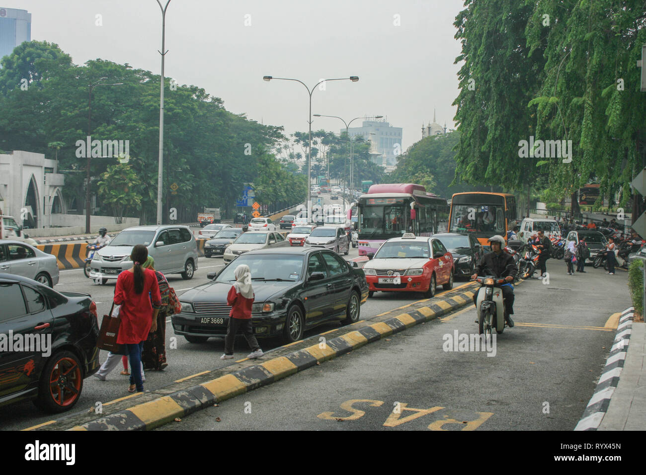 Heavy traffic near the Central mosque on prayer day, Kuala Lumpur ...