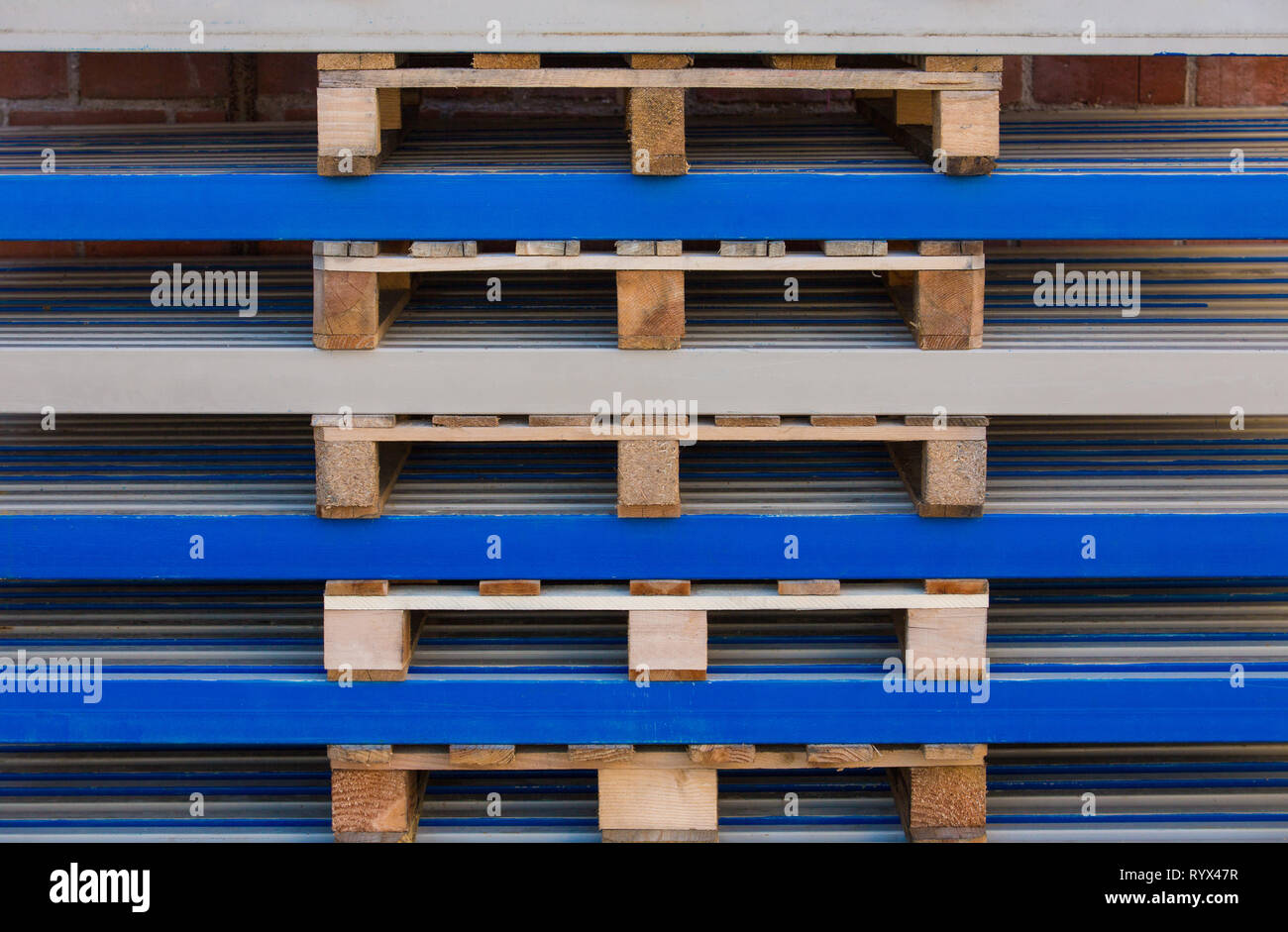Abstract pattern as warehouse shipping pallets stacked on shelve ready ...