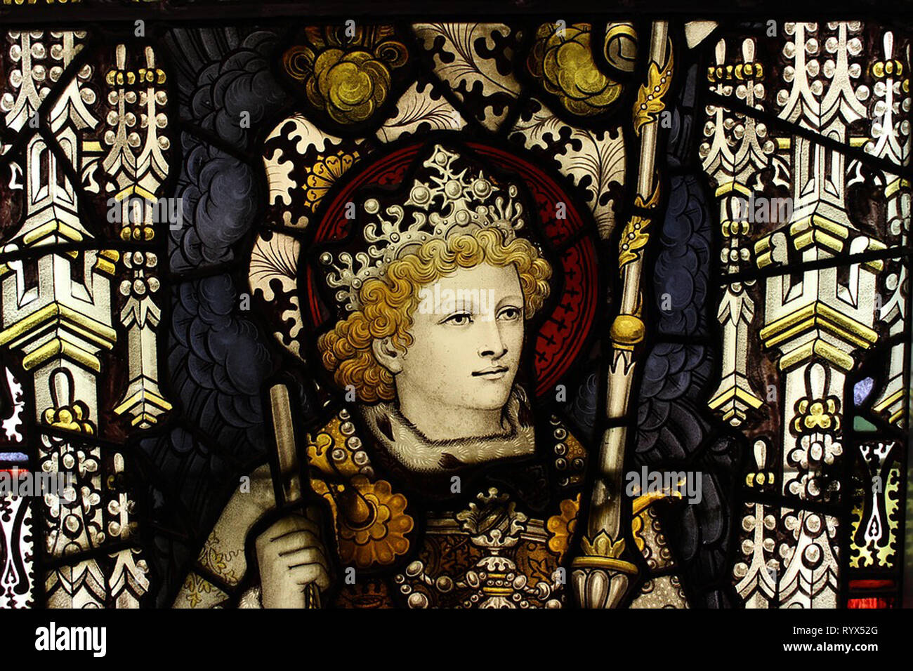 Stained glass window with a royal portrait Stock Photo - Alamy