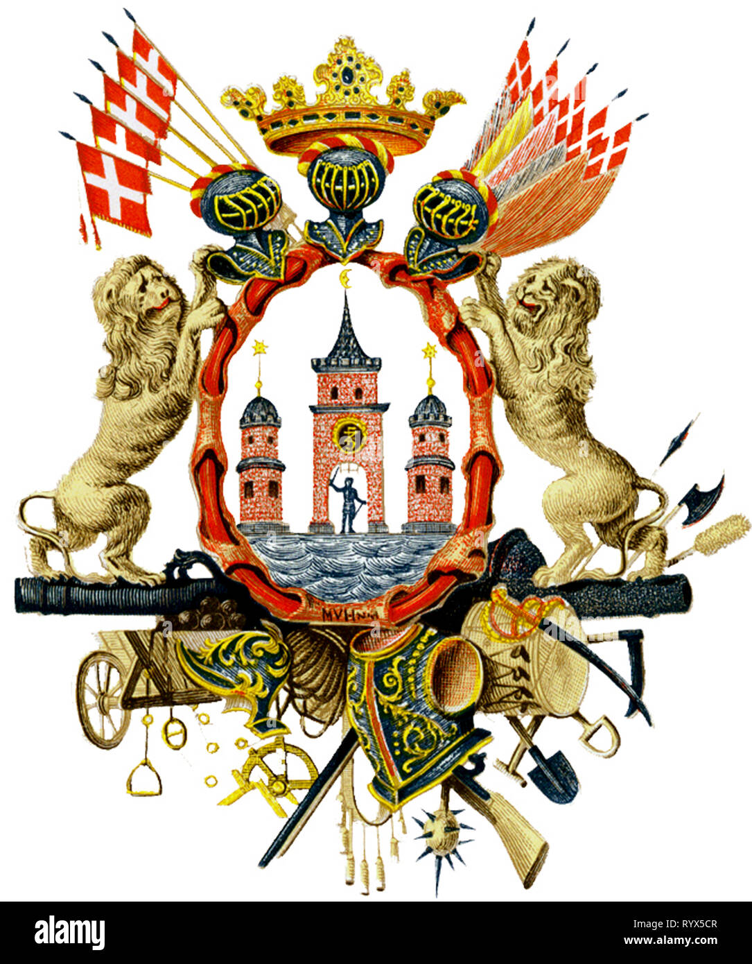 Coat of arms of the Danish capital city Copenhagen - Denmark Stock ...