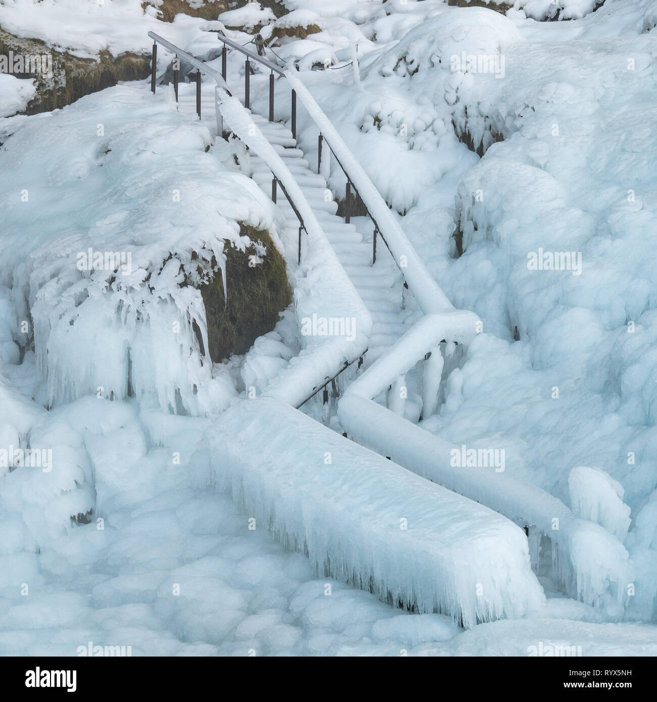 Frozen stairs, winter in Iceland, Europe Stock Photo - Alamy