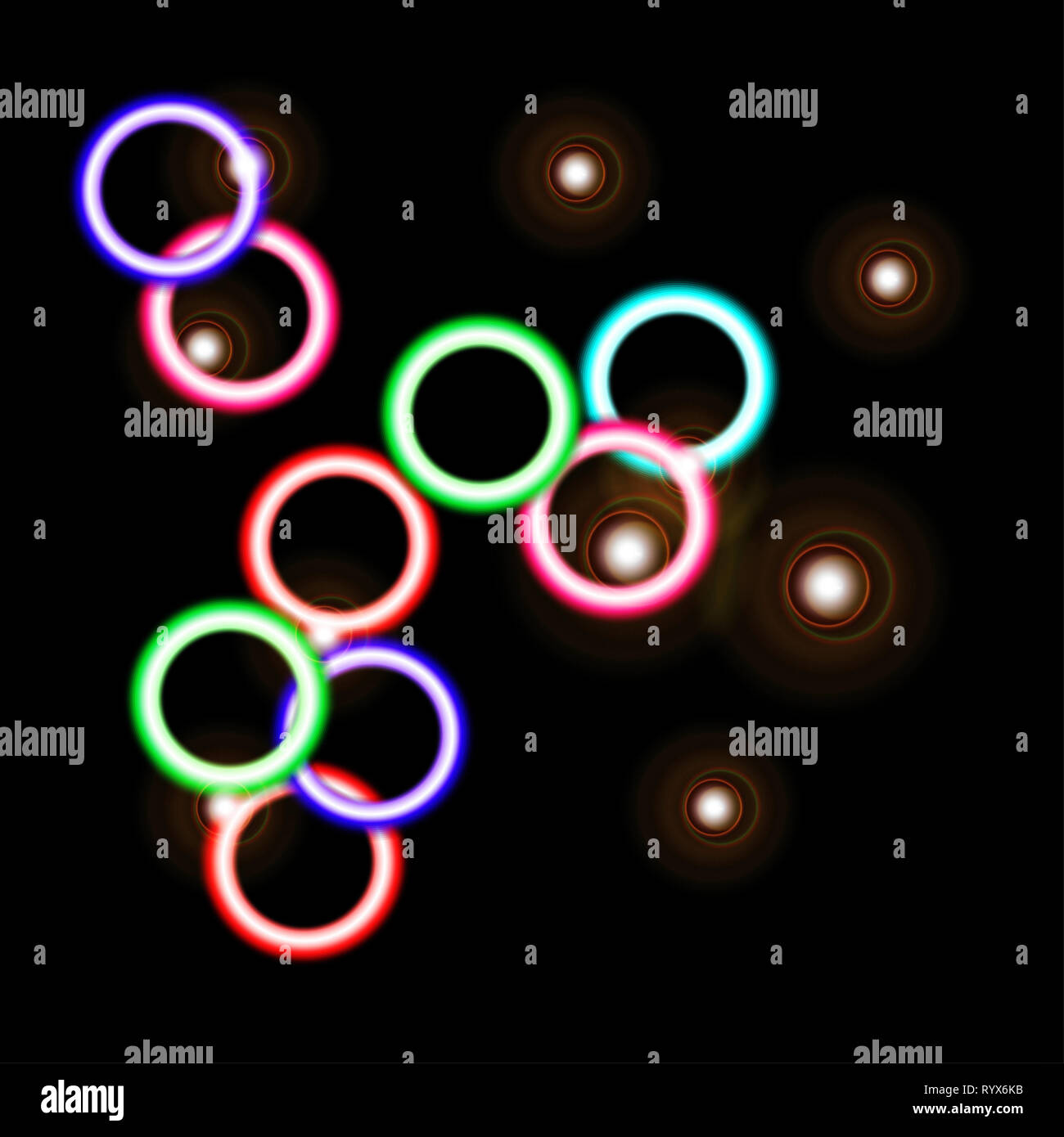 Beautiful and colorful neon glow isolated by black background Stock ...