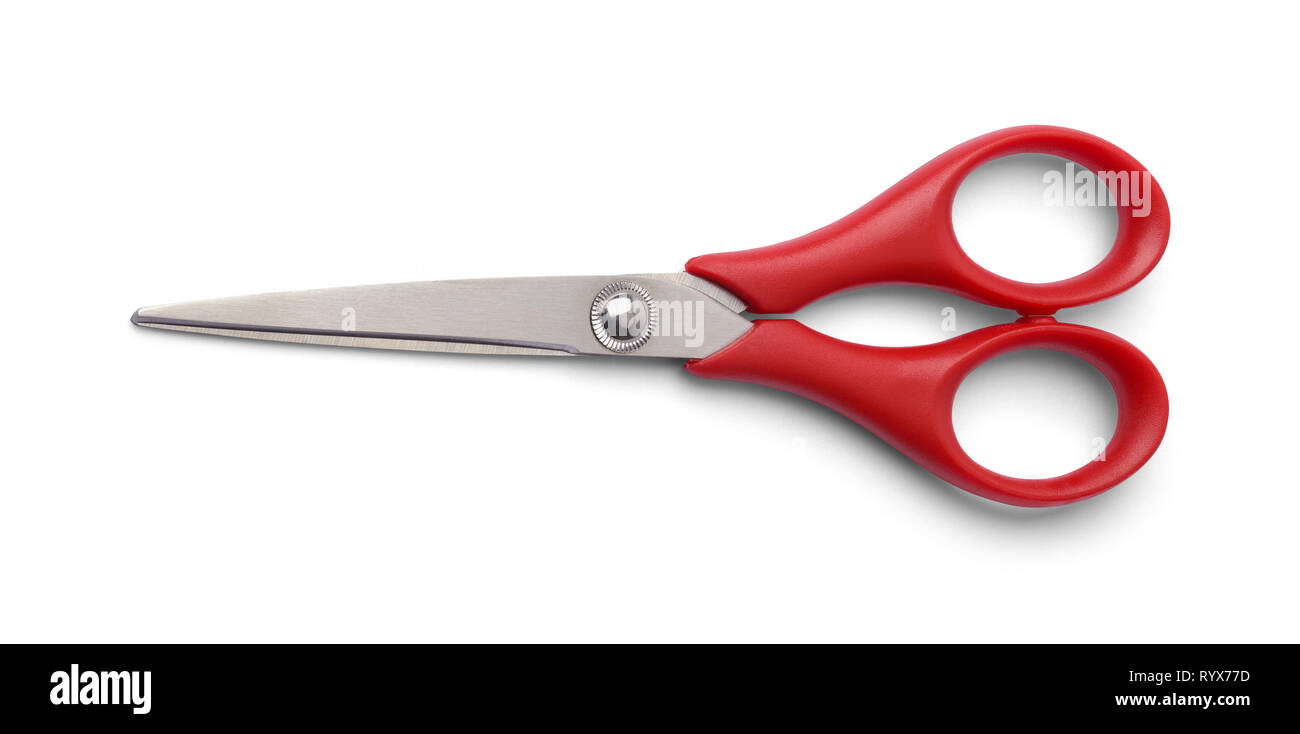 Closed Red Scissors Isolated on White Background Stock Photo - Alamy