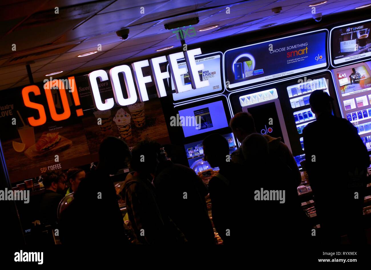 Bucharest, Romania - October 10, 2018: A coffee shop "SO! COFFEE ...