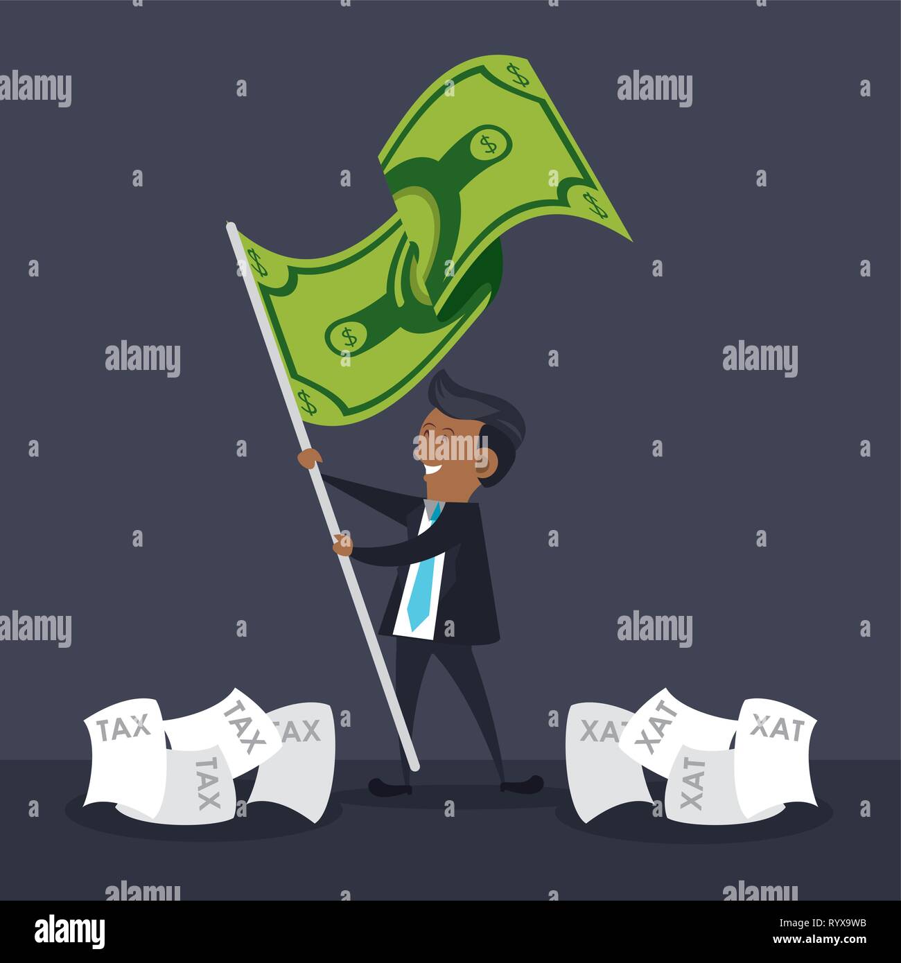 businessman with money flag cartoon Stock Vector Image & Art - Alamy