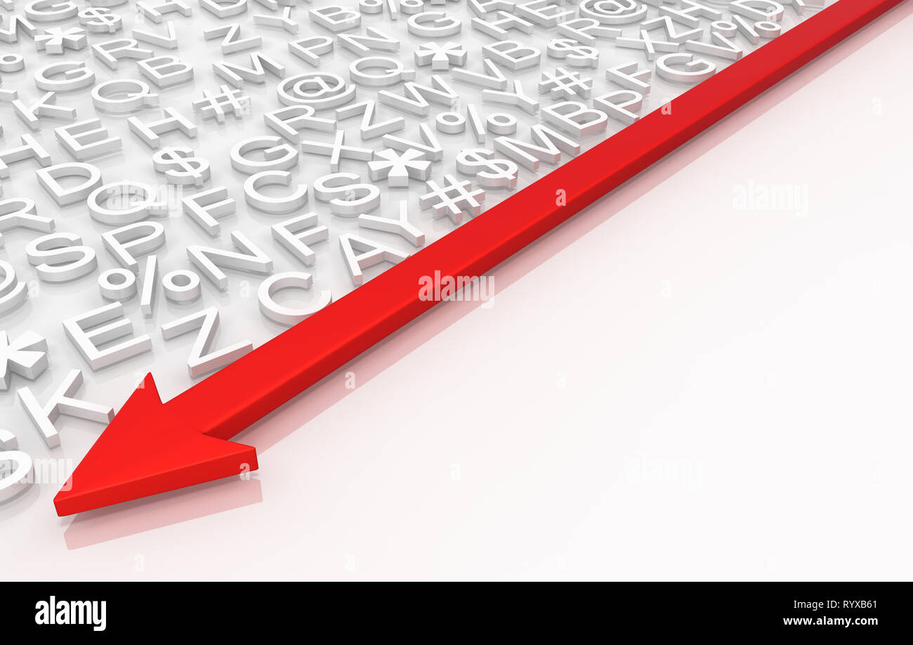 Red symbolic arrow text white limit, 3d illustration, horizontal, over ...