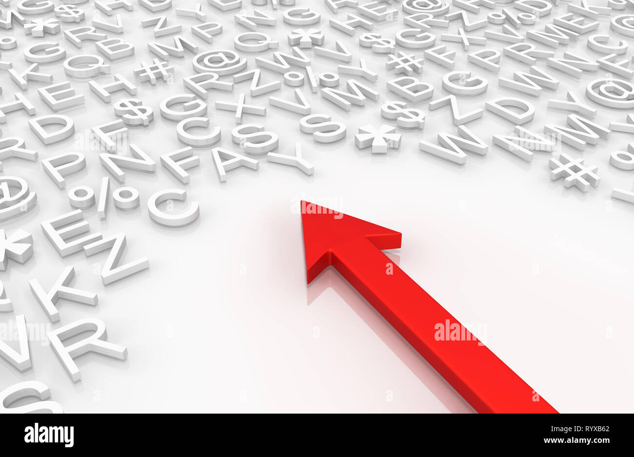 Red symbolic arrow text white show, 3d illustration, horizontal, over ...