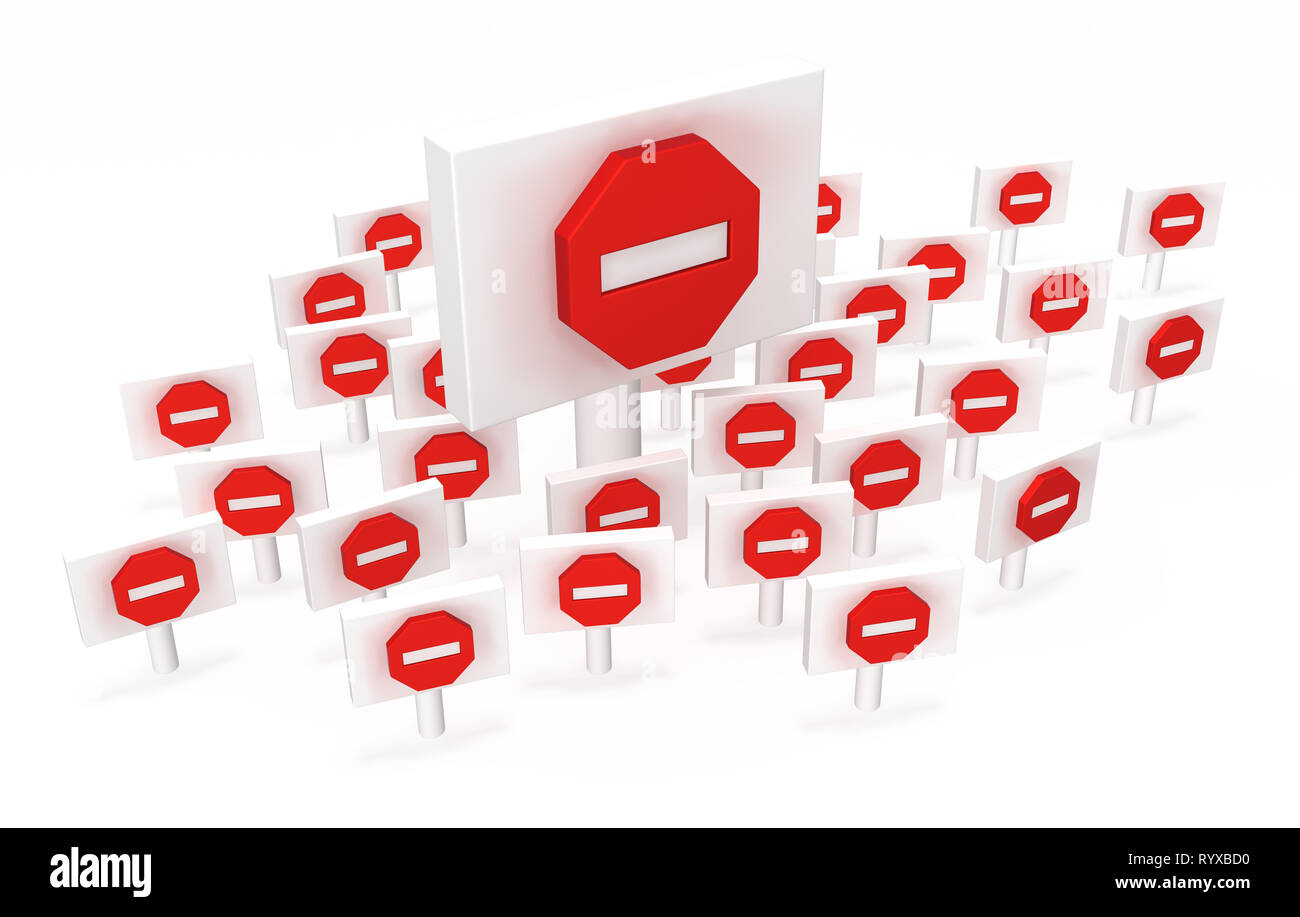 Red small stop sign, 3d illustration, horizontal, over white, isolated ...