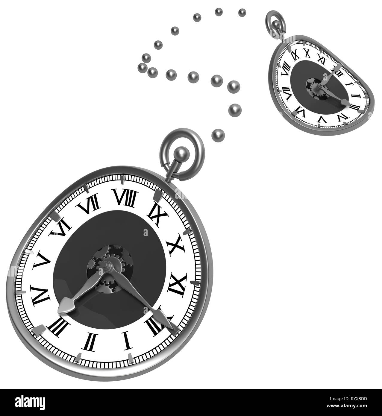 Clock time symbol, soft flexible surreal, dotted line two, 3d ...