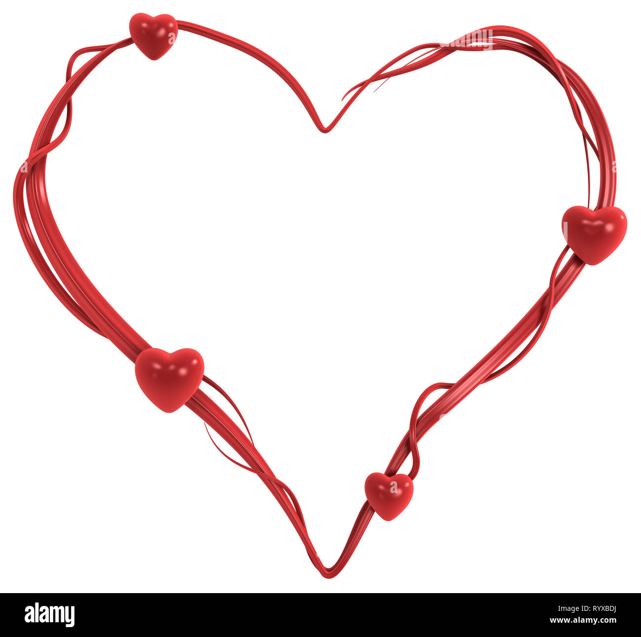 Heart shape Valentine empty formed from red vines, 3d illustration ...