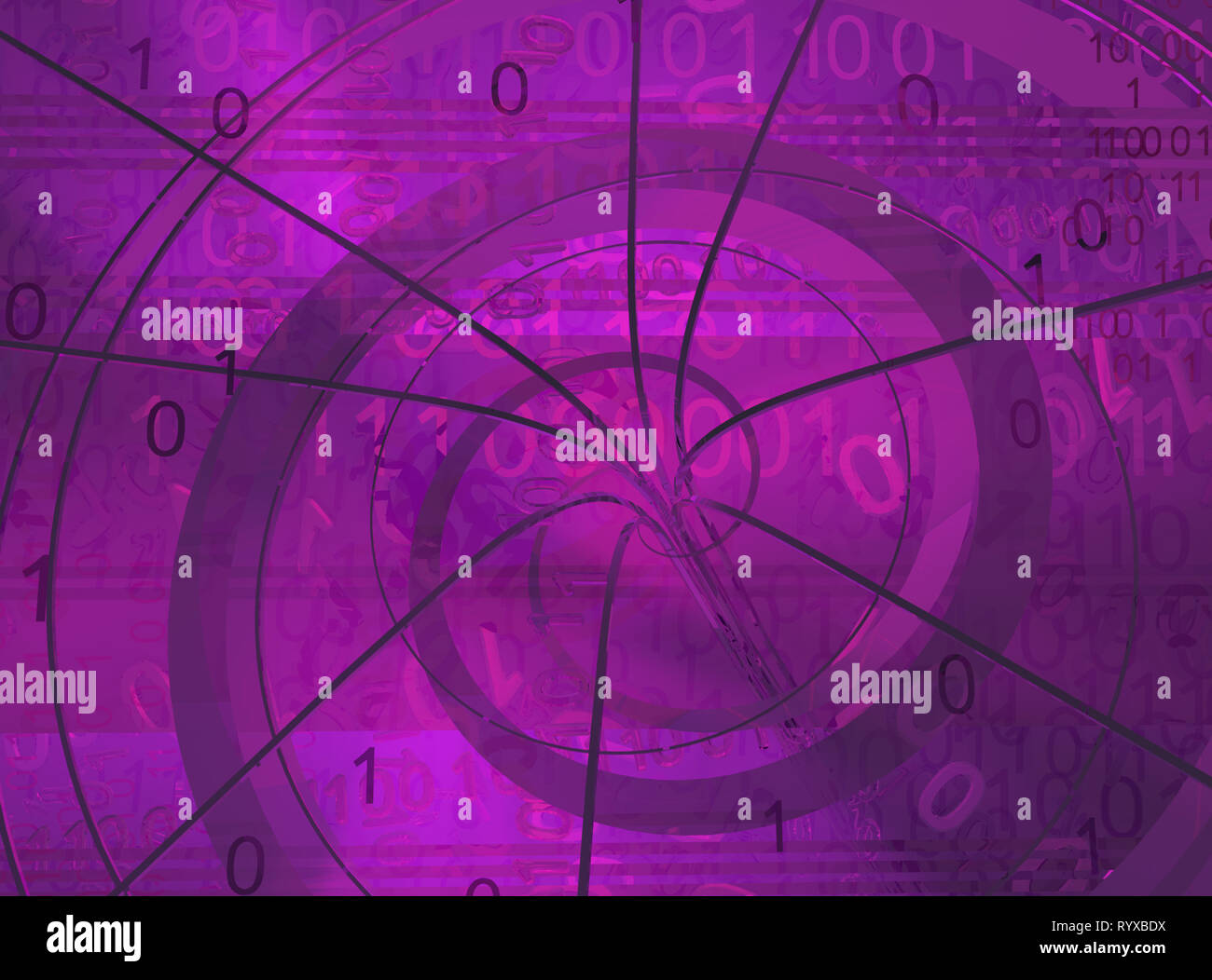 Dark vortex purple, cyberspace virtual reality abstract 3d illustration ...