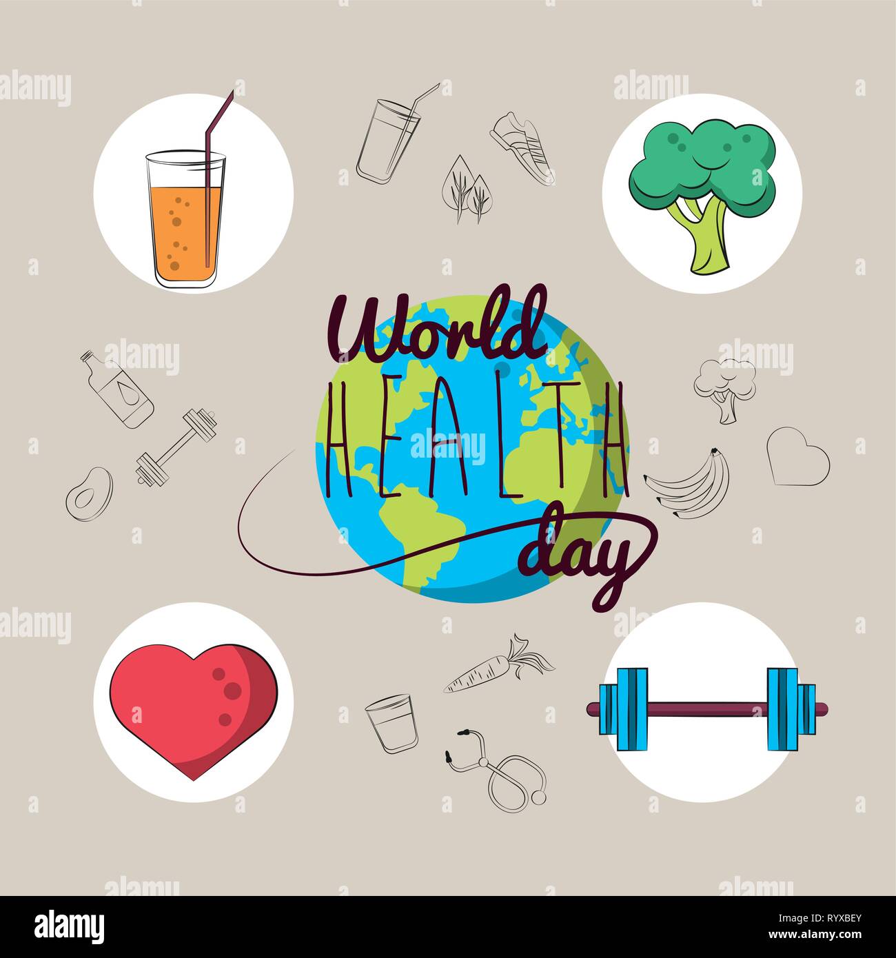 World healthy day card Stock Vector Image & Art - Alamy