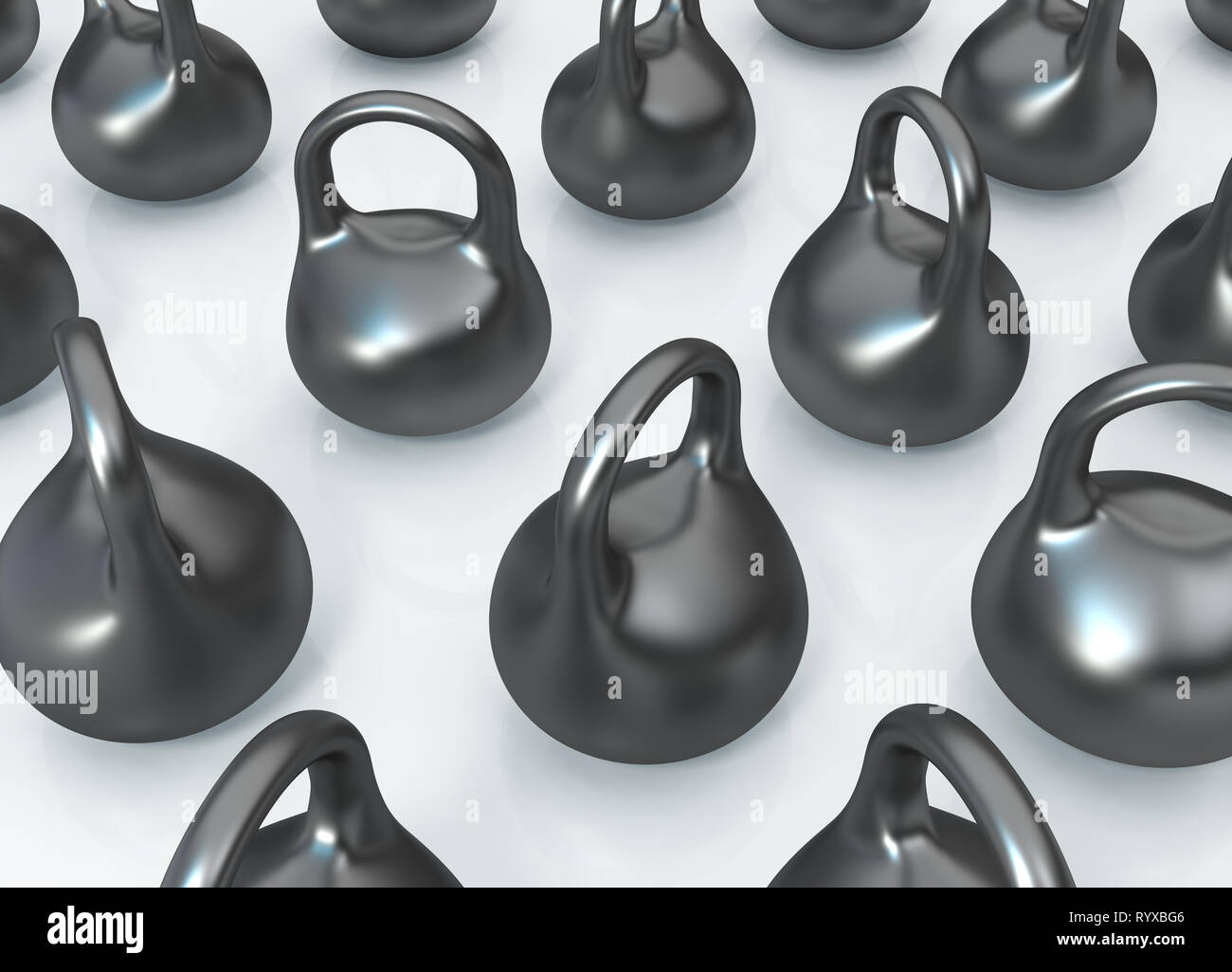 Training weights metal object surface many, 3d illustration, horizontal ...