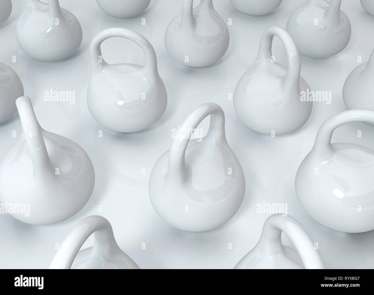 Training weights shape object surface many, 3d illustration, horizontal ...