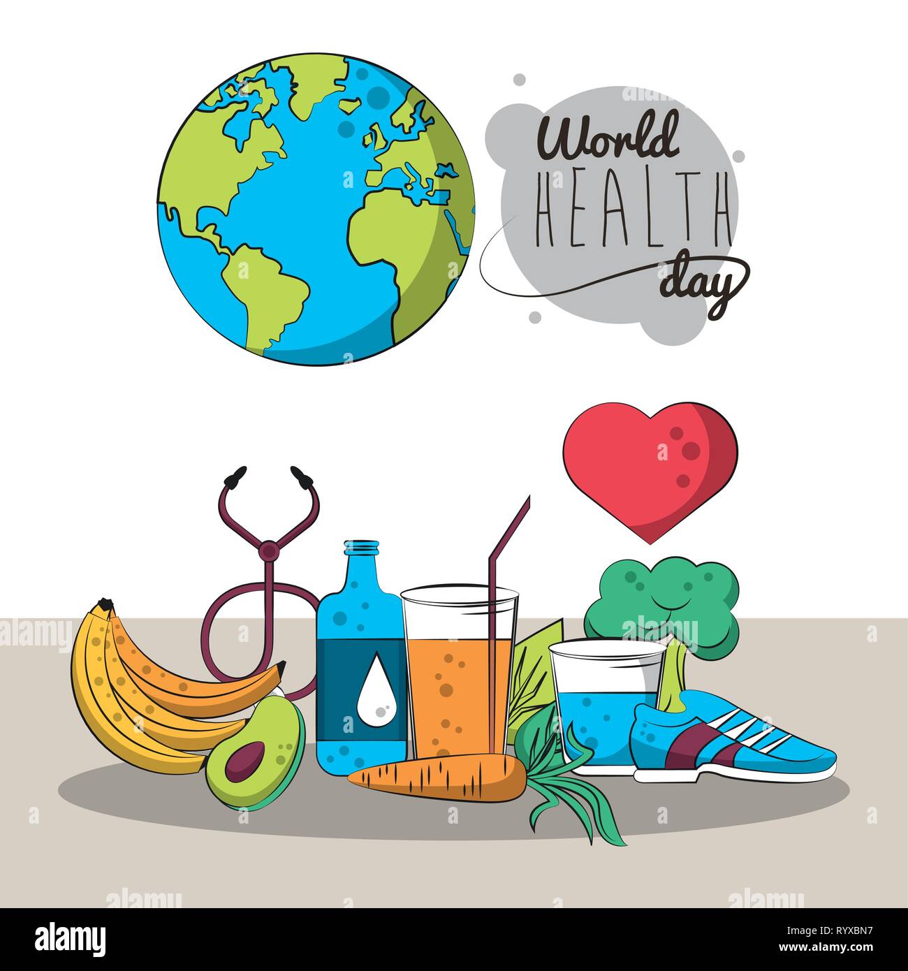 World healthy day card Stock Vector Image & Art - Alamy