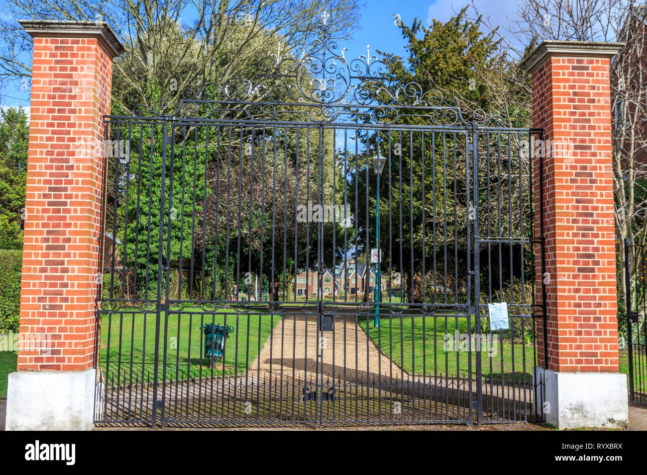 royston village old priory gates sign plaque , town centre, high street ...