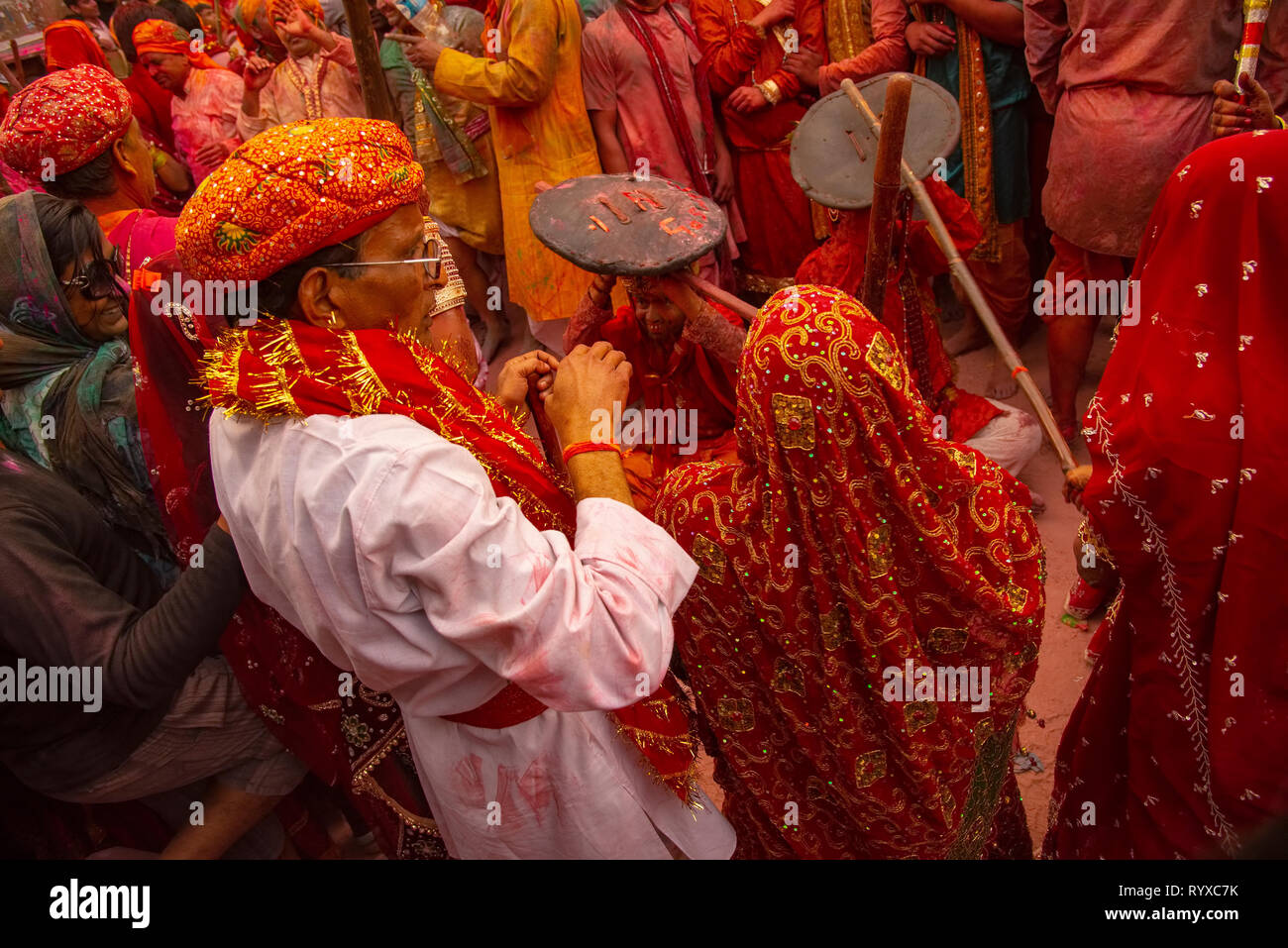 Lathimar ,holi , function,in progress,females ,as Gopinis ,flashed ...