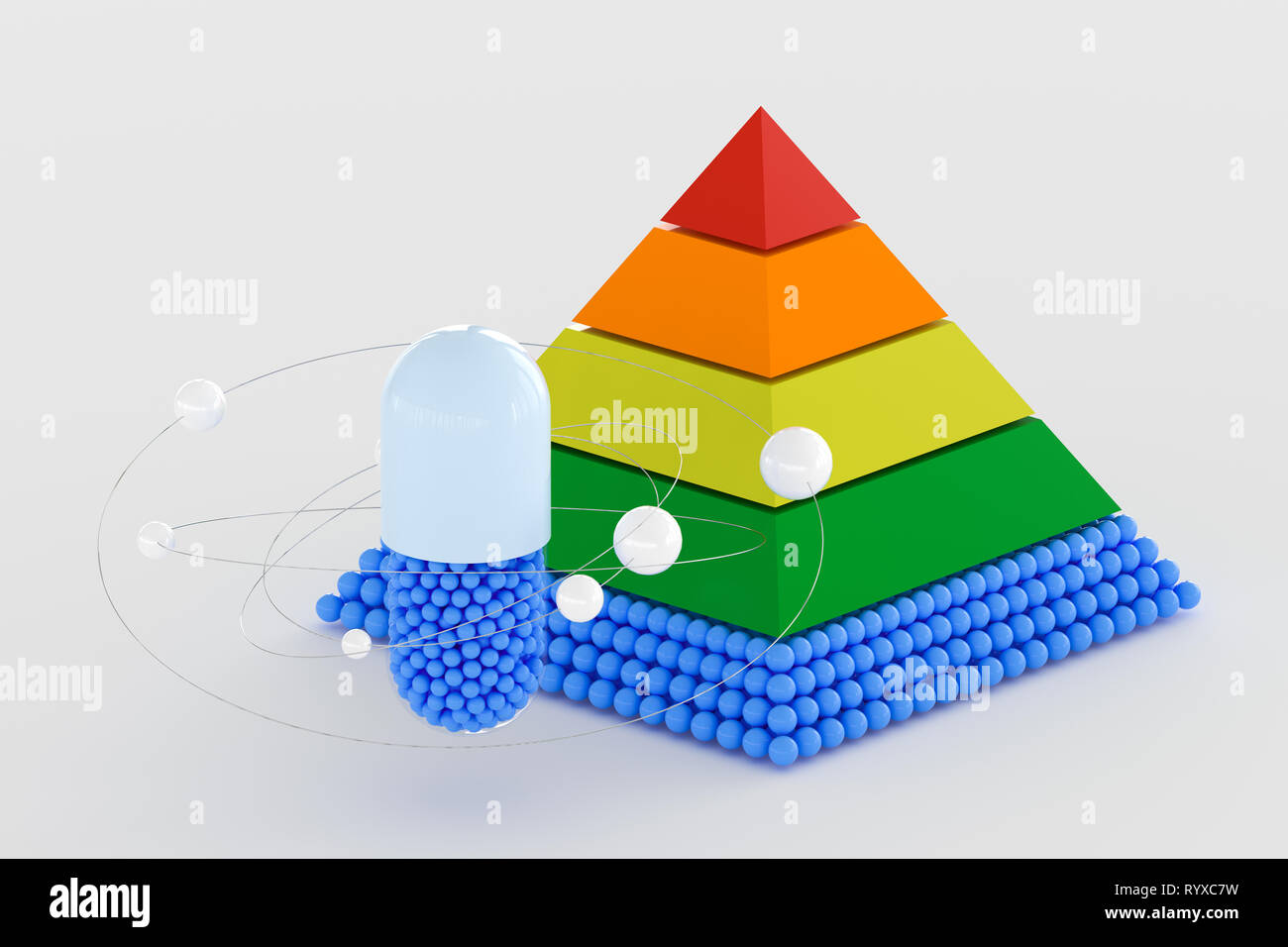 pyramid and capsule, 3d rendering Stock Photo - Alamy