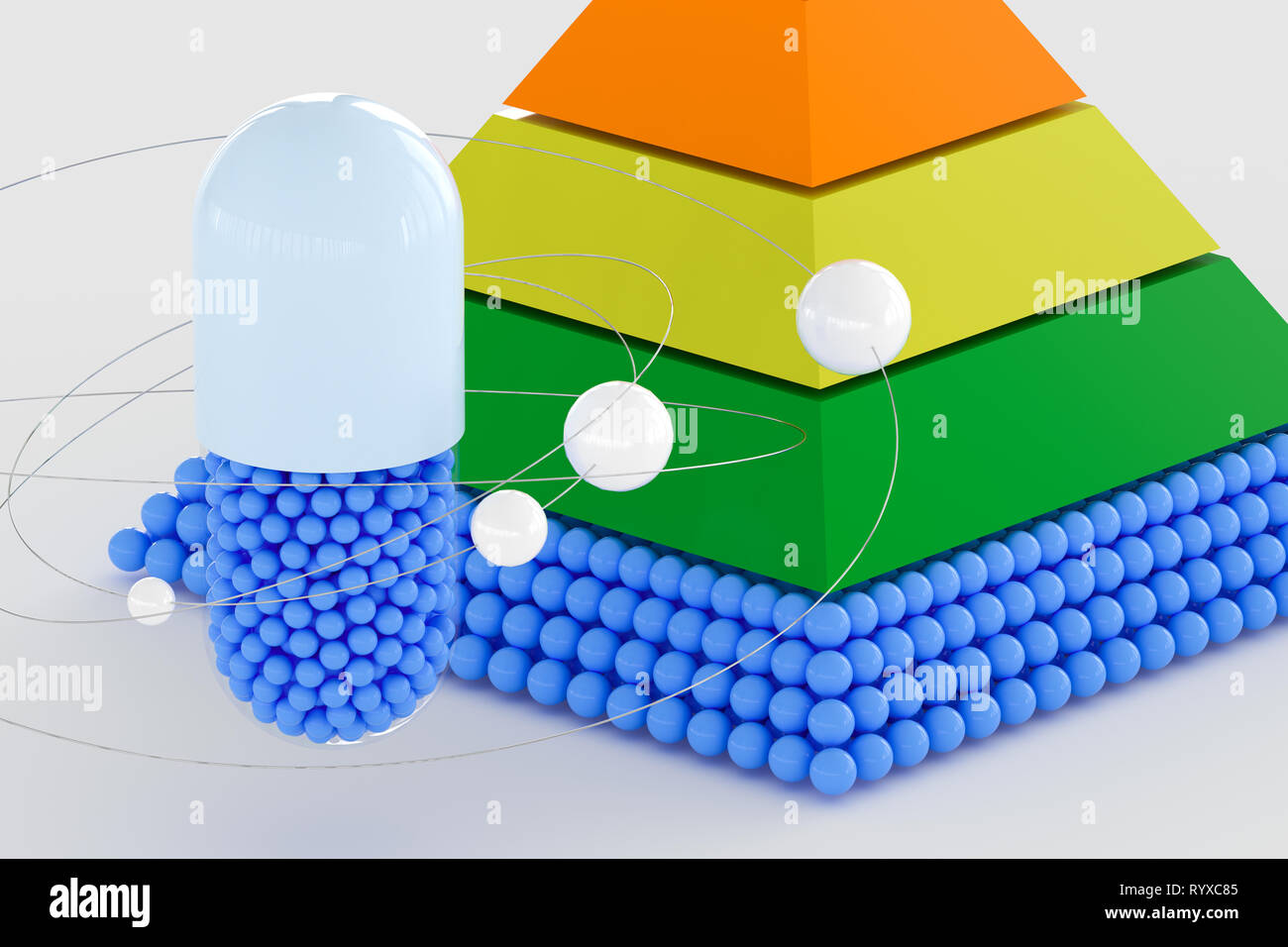 pyramid and capsule, 3d rendering Stock Photo - Alamy