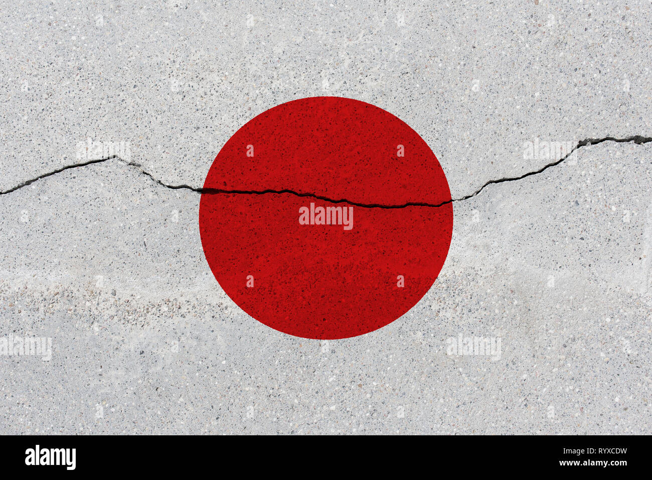 Japan flag on concrete wall with crack. Patriotic grunge background ...