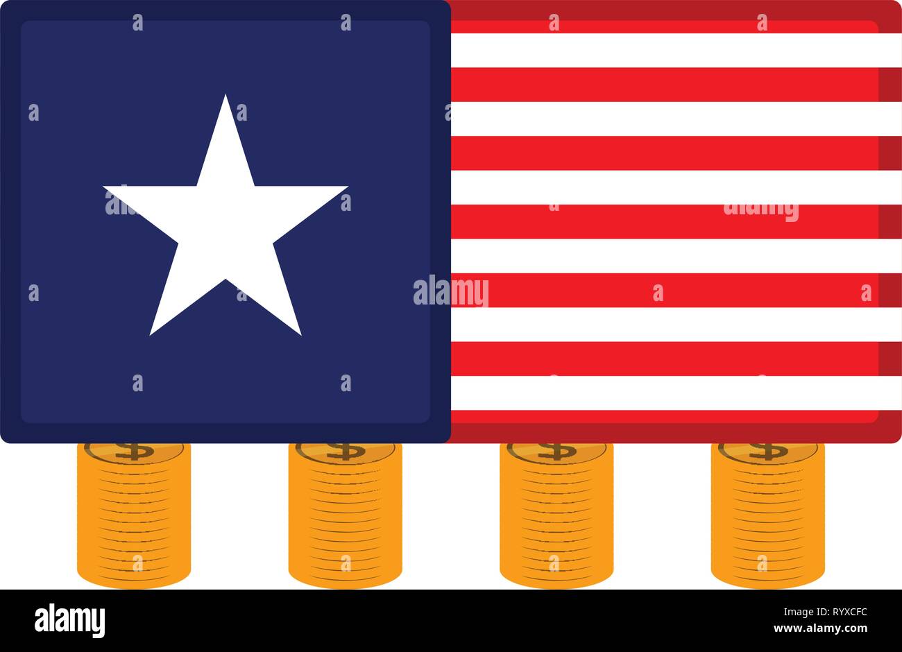 Flag of USA on golden coins Stock Vector Image & Art - Alamy