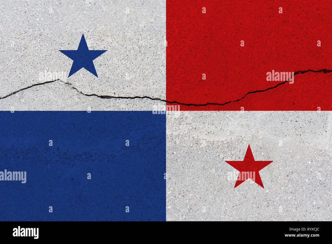 Panama flag on concrete wall with crack. Patriotic grunge background ...