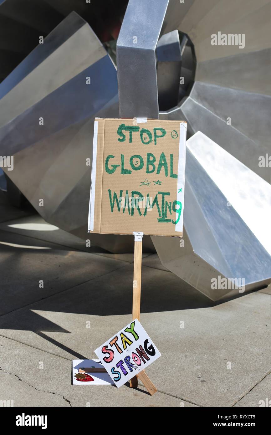 Discarded signs at the Global Climate Strike rally in Eugene, Oregon ...