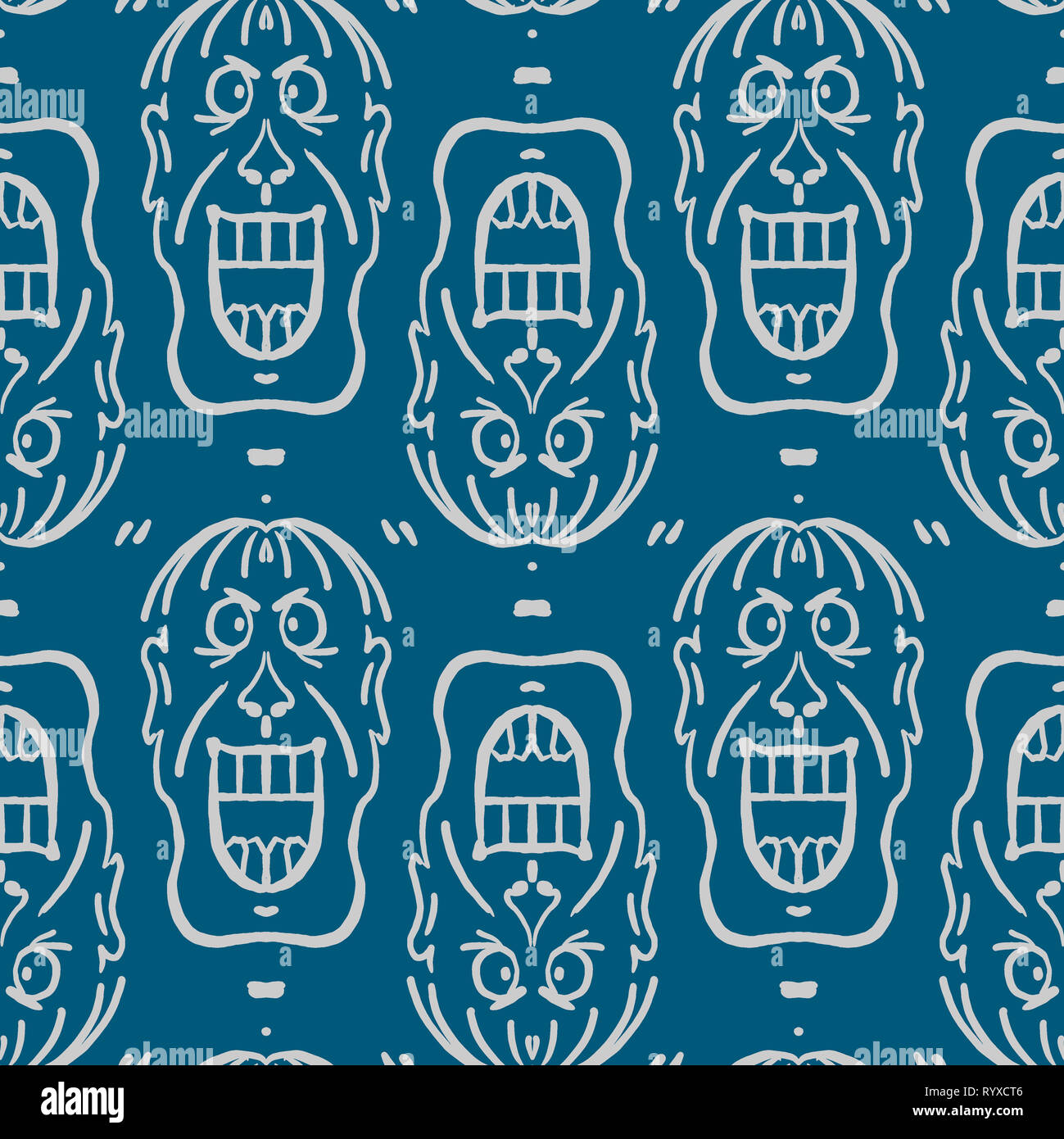 Angry faces - hand drawn doodle seamless pattern Stock Photo - Alamy