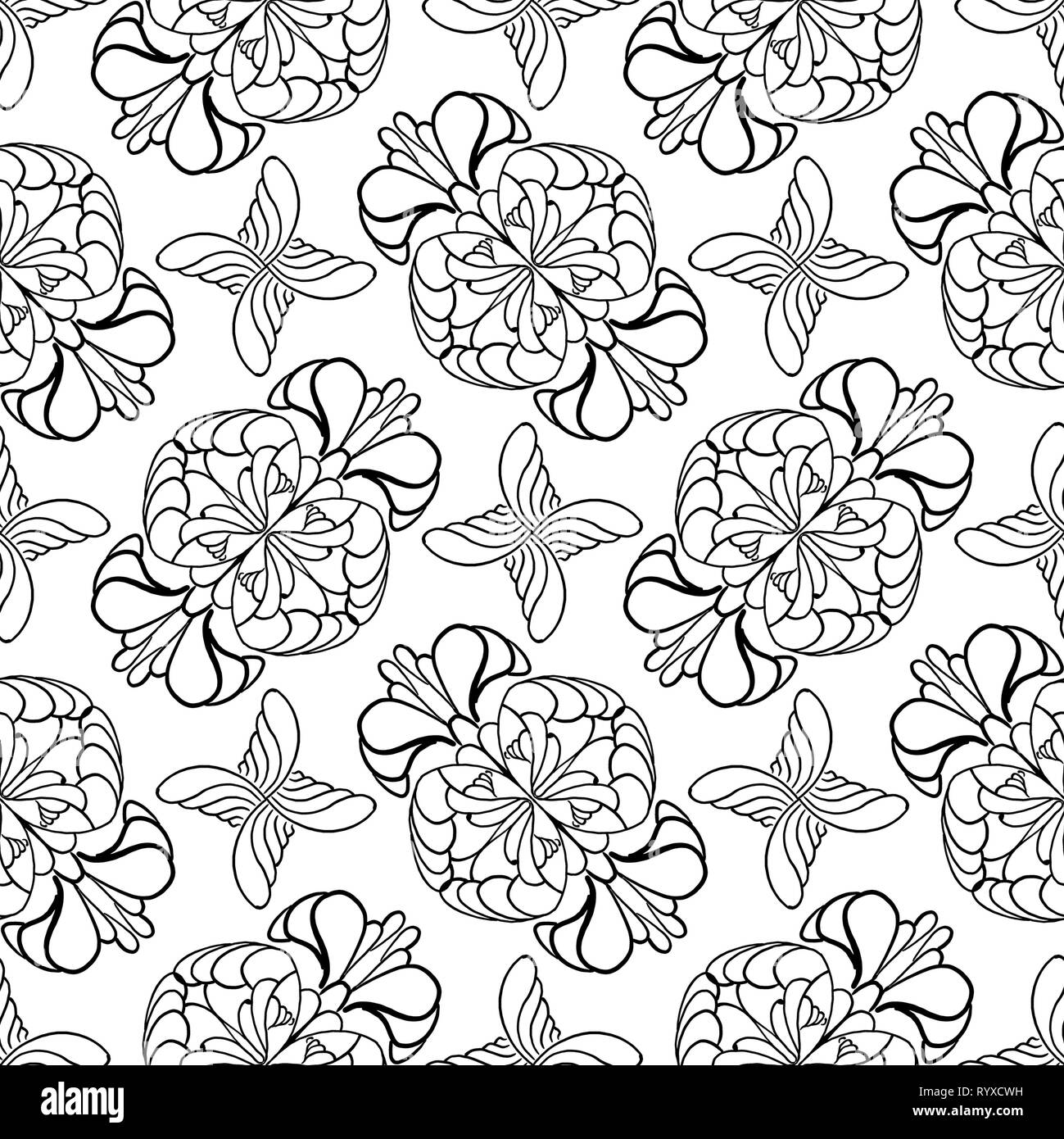 Symmetric line ornament Black and White Stock Photos & Images - Alamy