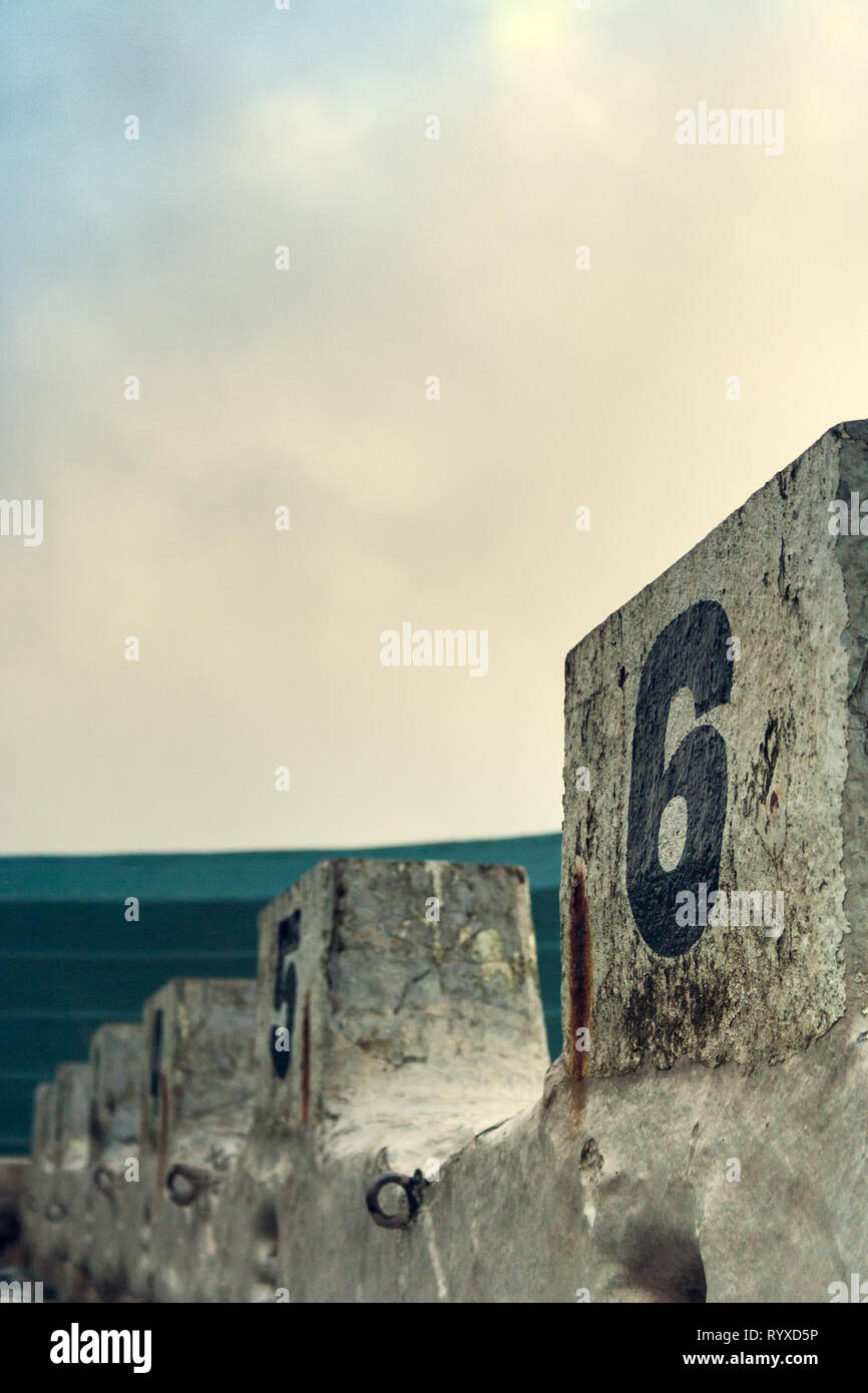 Concrete diving blocks at the Newcastle Ocean Baths Stock Photo - Alamy
