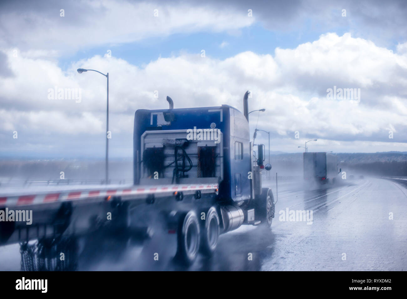 Truck on road safety raining hi-res stock photography and images - Alamy