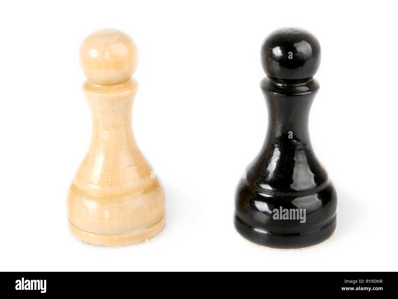 Black and white pawns isolated on white Stock Photo - Alamy