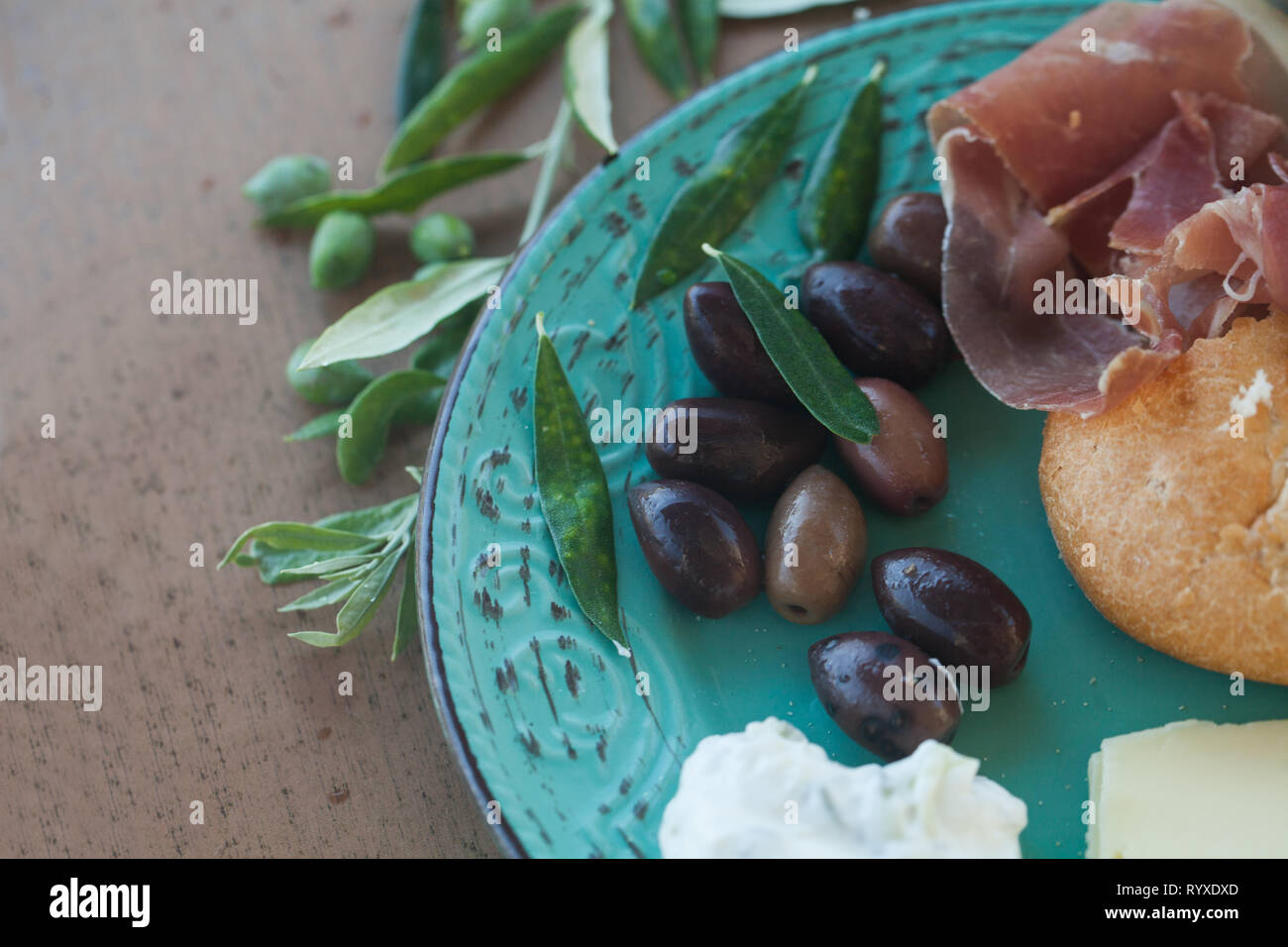 Authentic organic food. Olives Italian delishes Stock Photo - Alamy