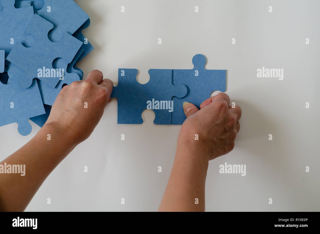 Merge pieces of puzzle - concept for brainstorming and decision Stock ...