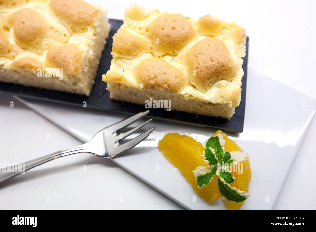 Tasty homemade Austrian cake with a lattice design on white background ...