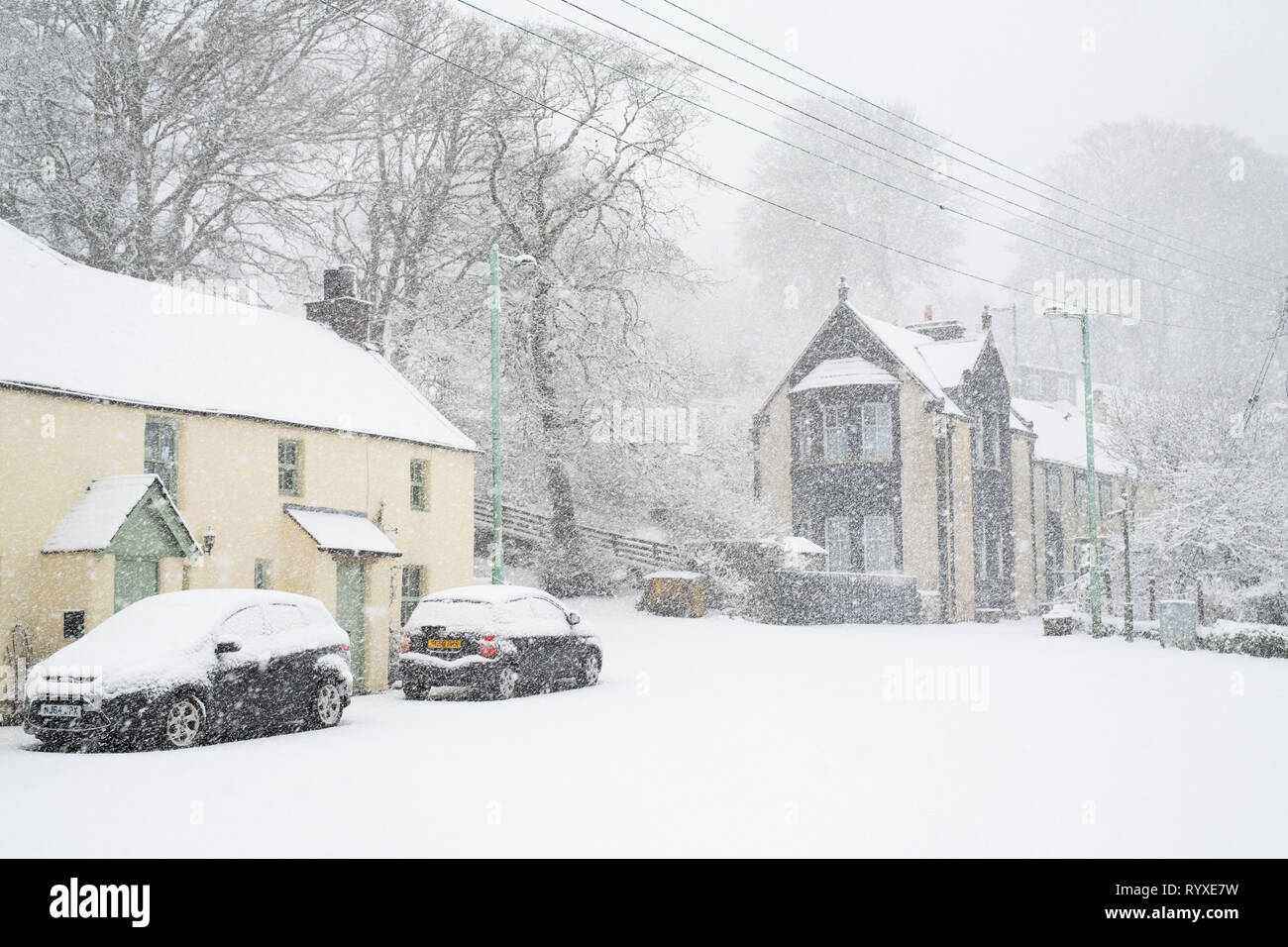 Leadhills village in the early morning snow. Scotlands second highest ...