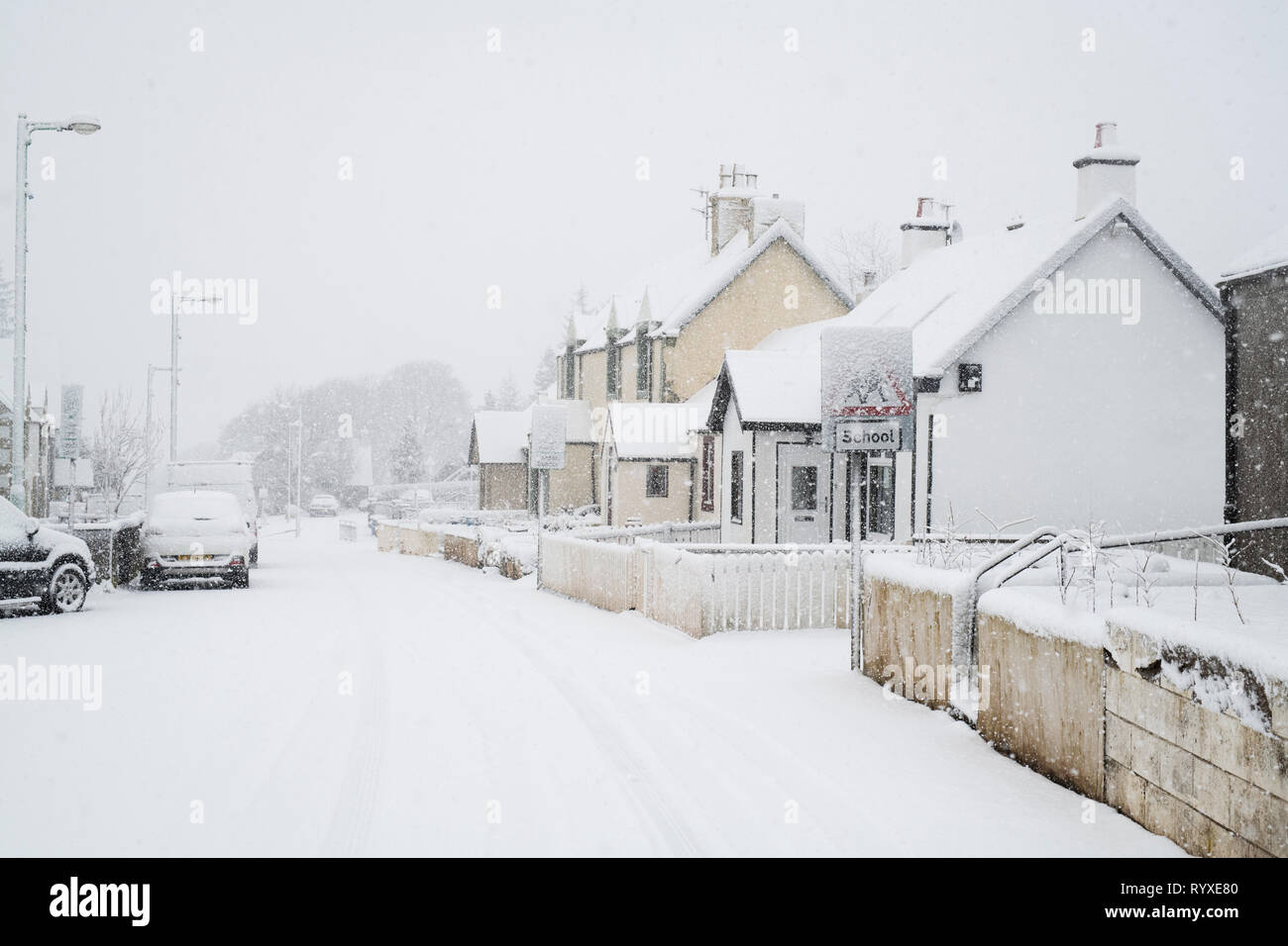 Leadhills village in the early morning snow. Scotlands second highest ...