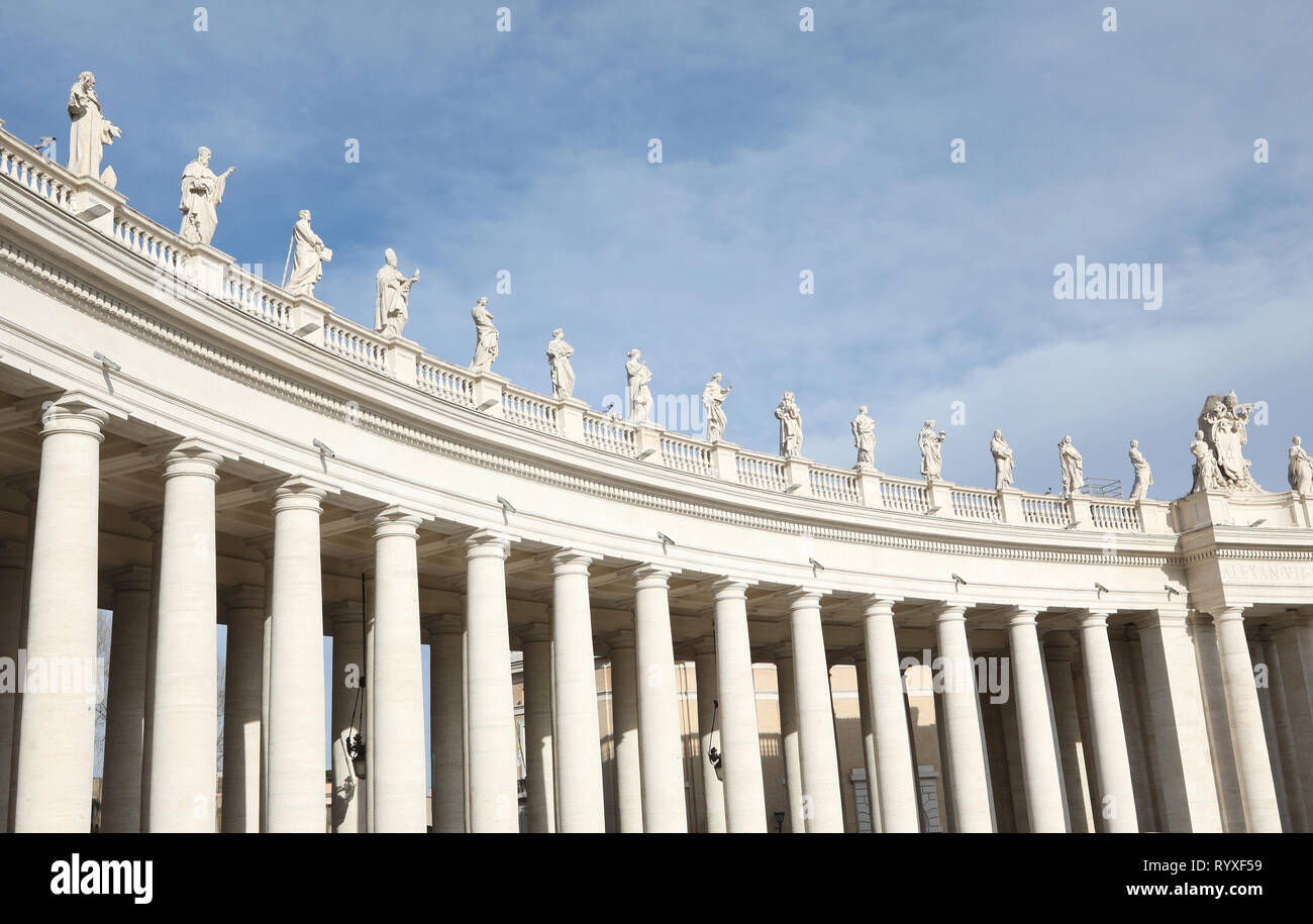 columns and statues above the colonnade of the architect Bellini in the ...