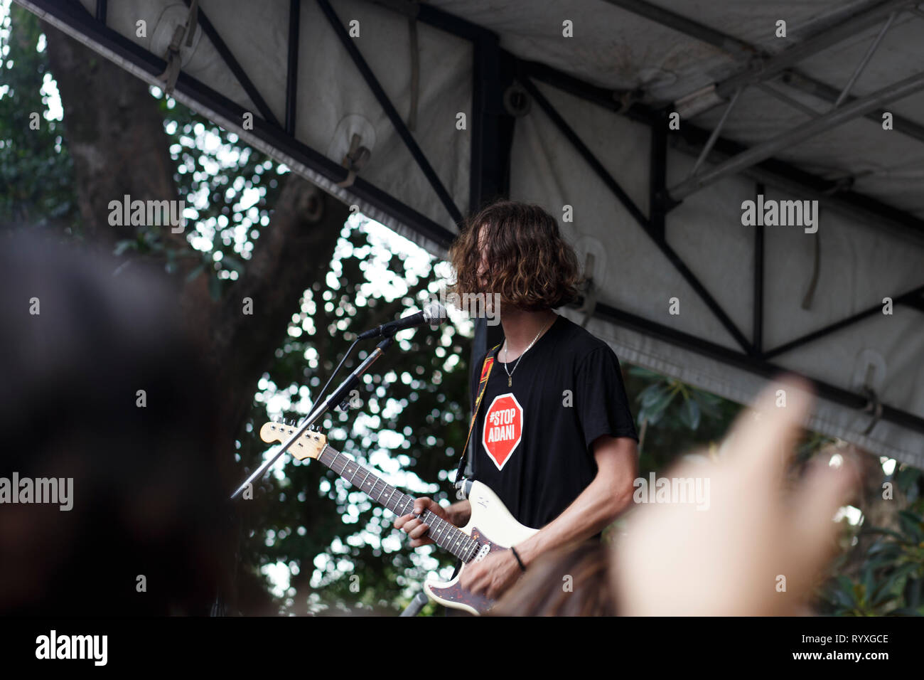 Rock band the Blockades seen performing during the protest. School and ...