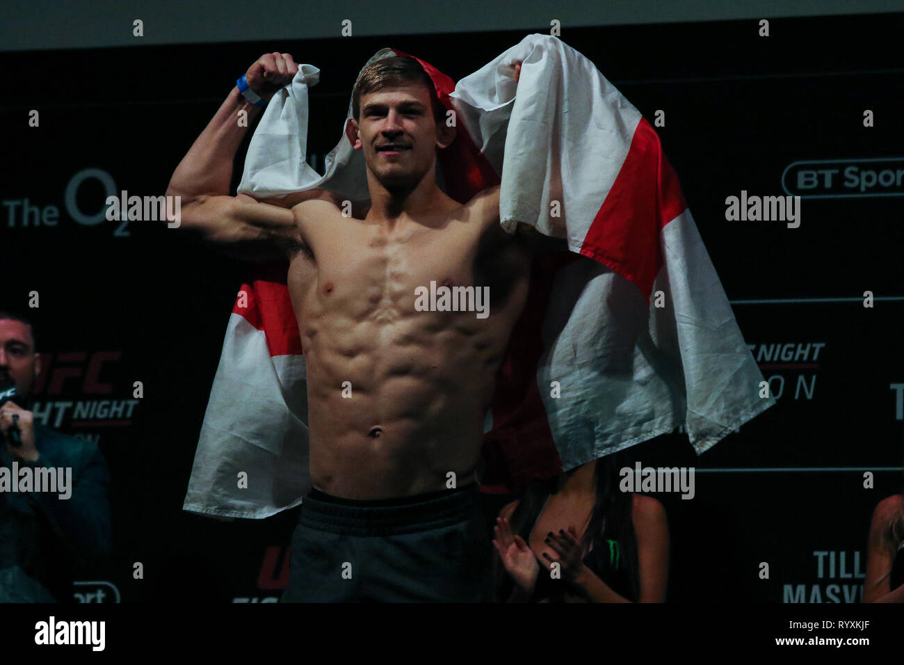 London, UK. 15th Mar, 2019. Arnold Allen weighs in at 145 ahead of his ...