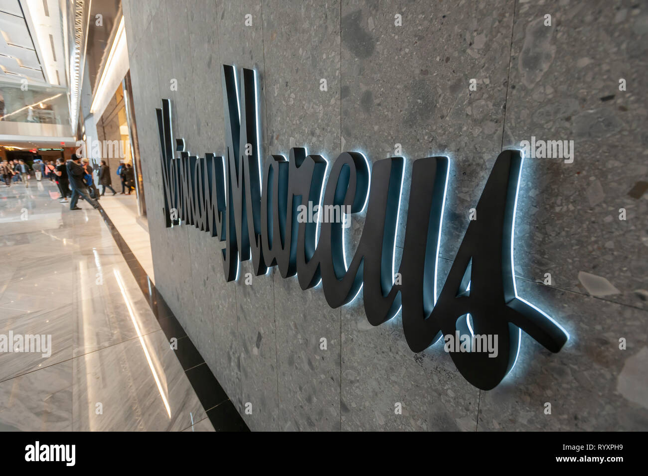 New York, USA. 15th Mar, 2019. Visitors to the Neiman Marcus department ...