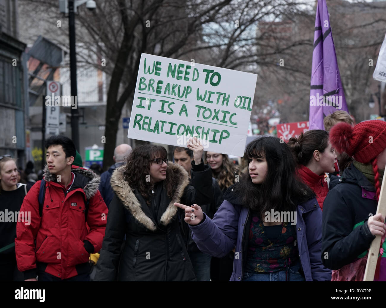 Montreal, Canada,March 15 2019.People marching in Montreal for the ...