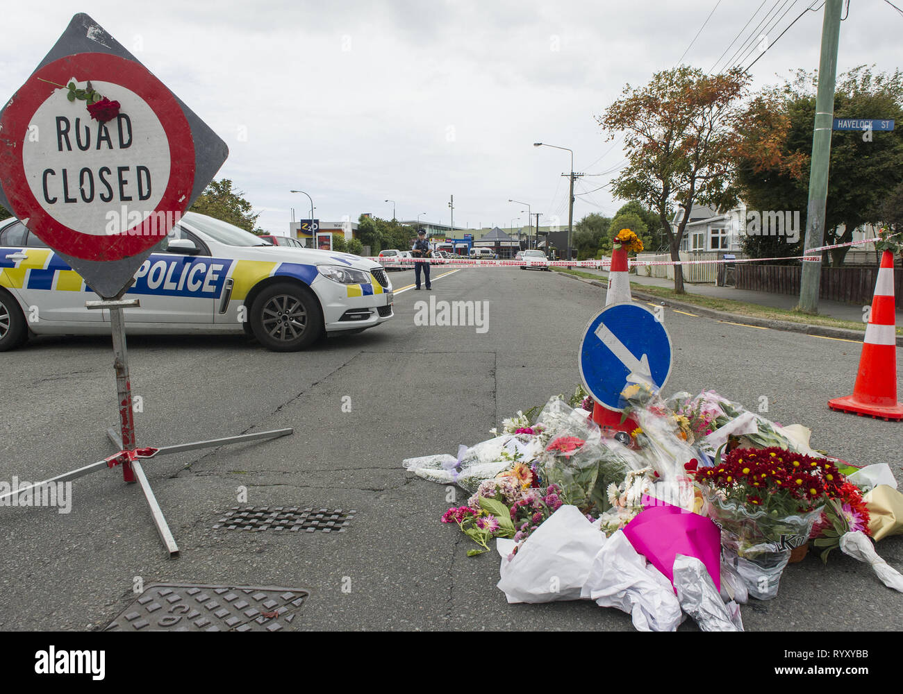 Christchurch, Canterbury, New Zealand. 16th Mar, 2019. Road leading to ...