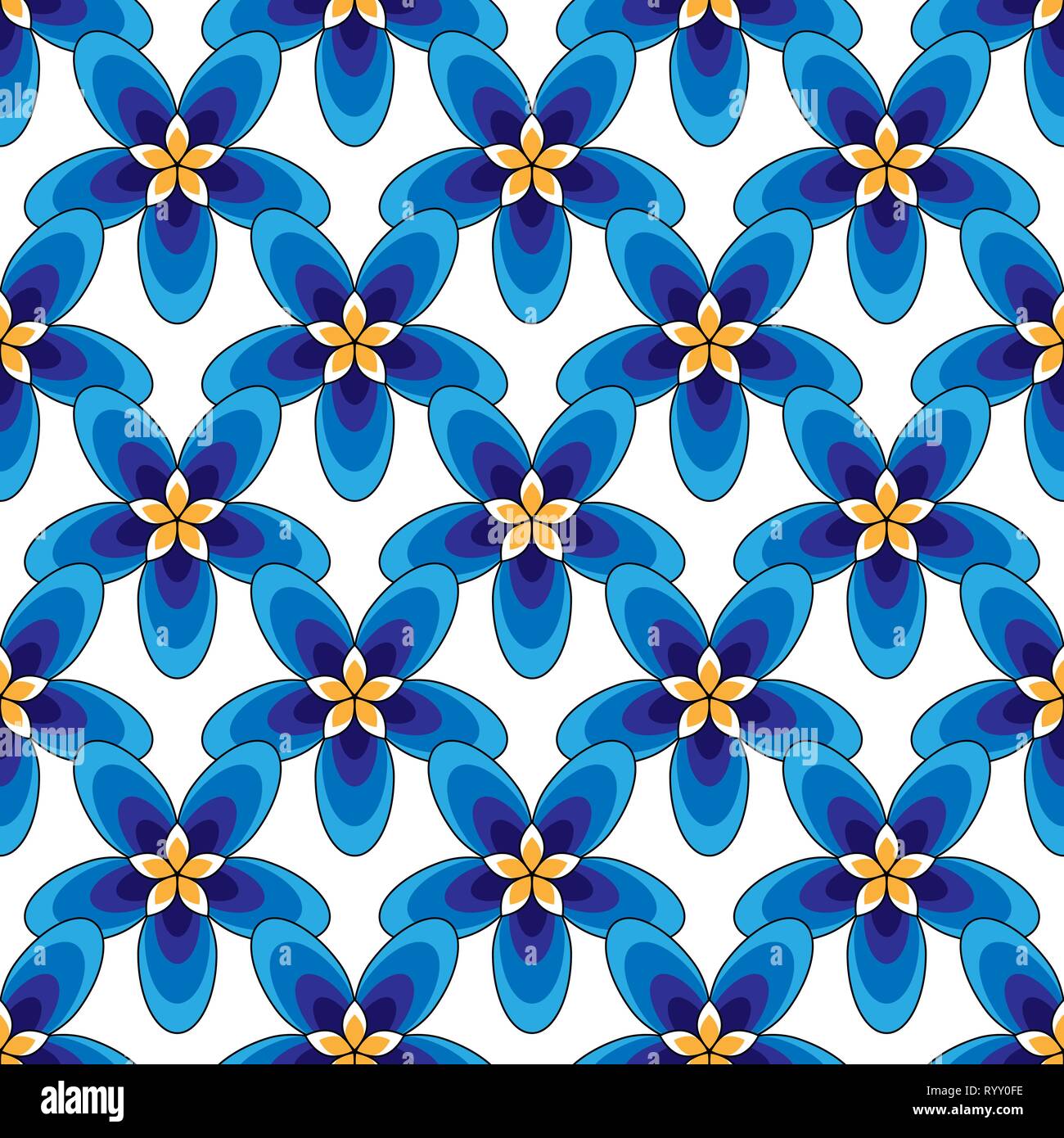 Vector illustration of simply blue flowers pattern. Blue and violet ...