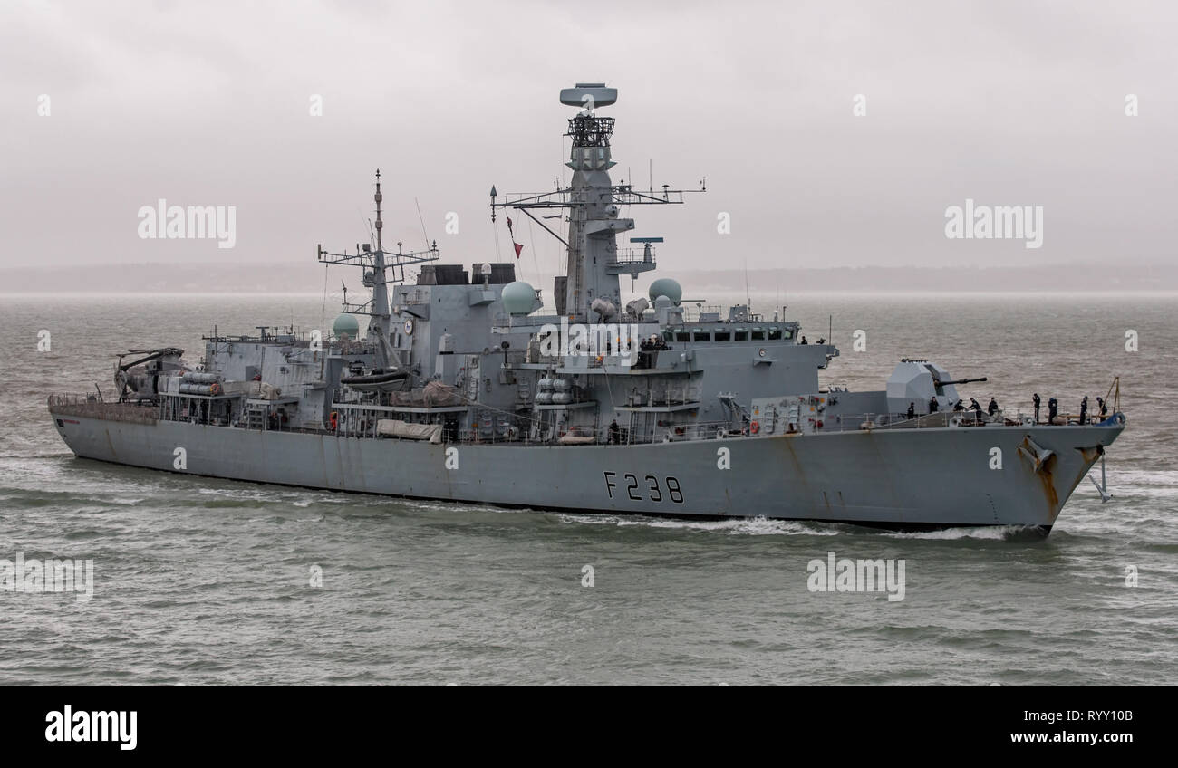 Royal Navy warship HMS Northumberland, a Type 23 anti submarine frigate ...