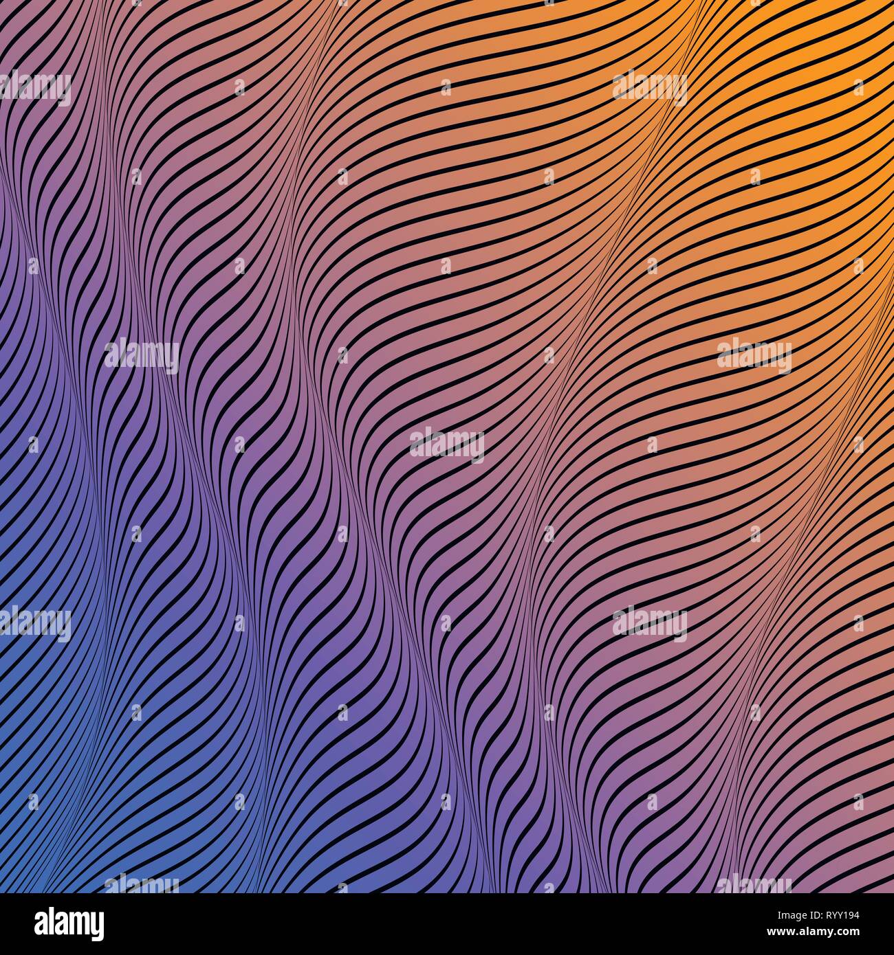 Abstract acid color wavy background, optical art, opart striped. Neon ...